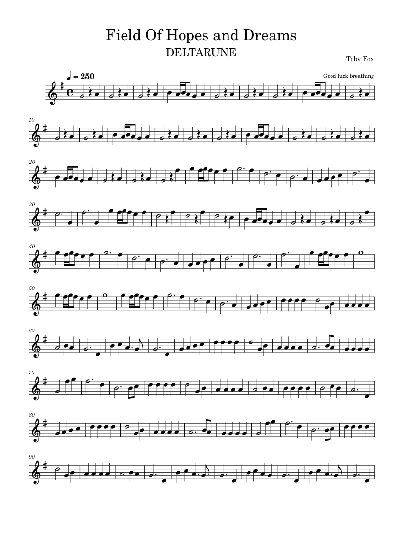 Field of Hopes and Dreams – Toby Fox - Deltarune Chapter One OST Sheet music for Saxophone alto ...