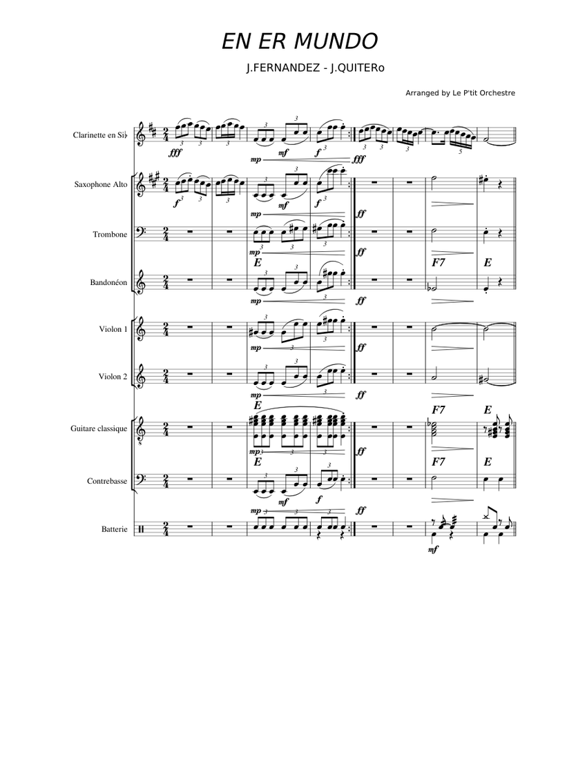 EN ER MUNDO (POSC) Sheet Music with Chords for Trombone, Bandoneon ...