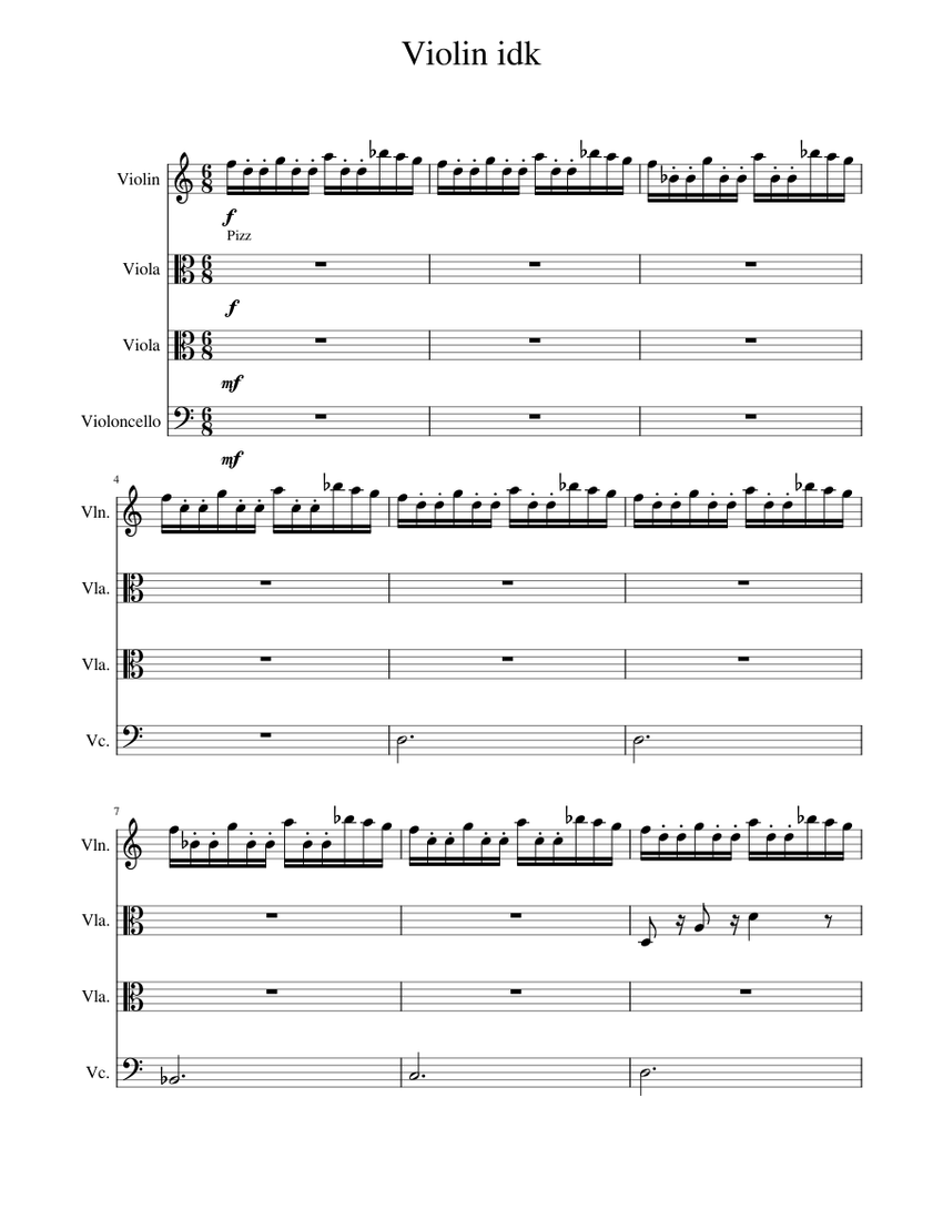 Violin Idk Sheet Music For Violin Viola Cello String Quartet