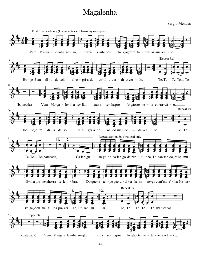 Magalenha Sheet Music for Piano (A Capella) Easy | MuseScore.com