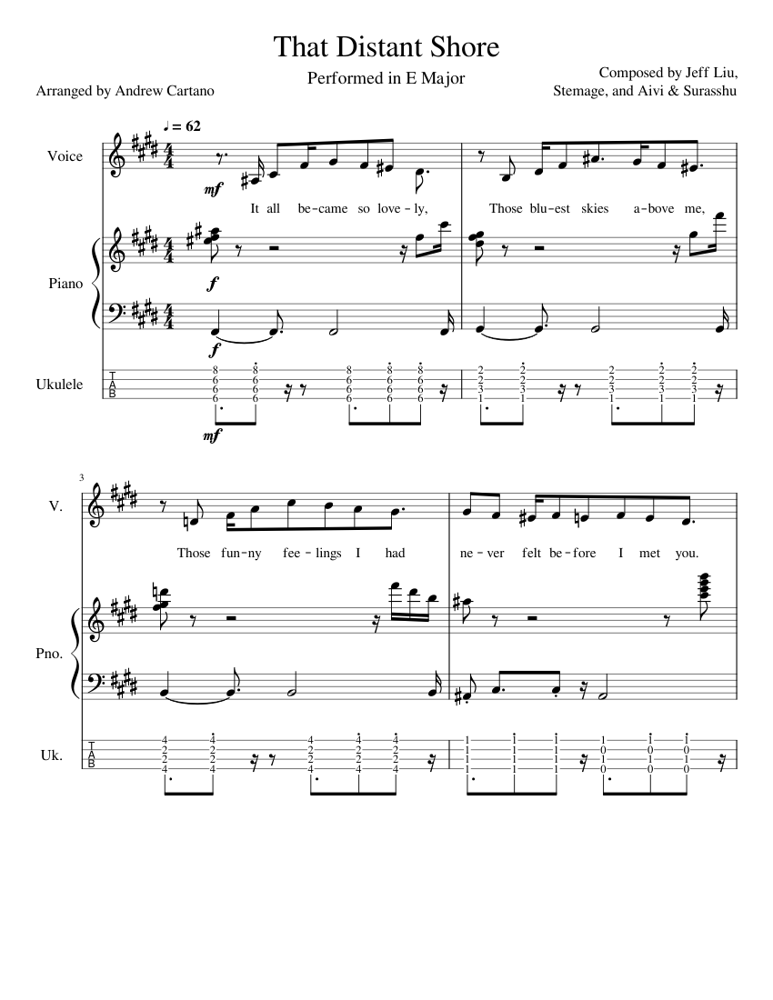 That Distant Shore Sheet Music and Tab for Piano, Ukulele (Mixed Trio ...