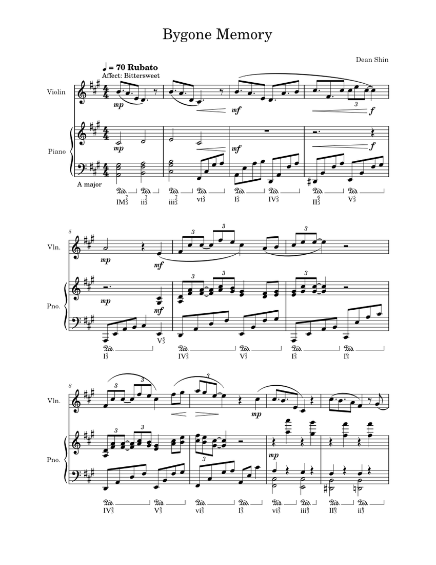 Bygone Memory - piano tutorial