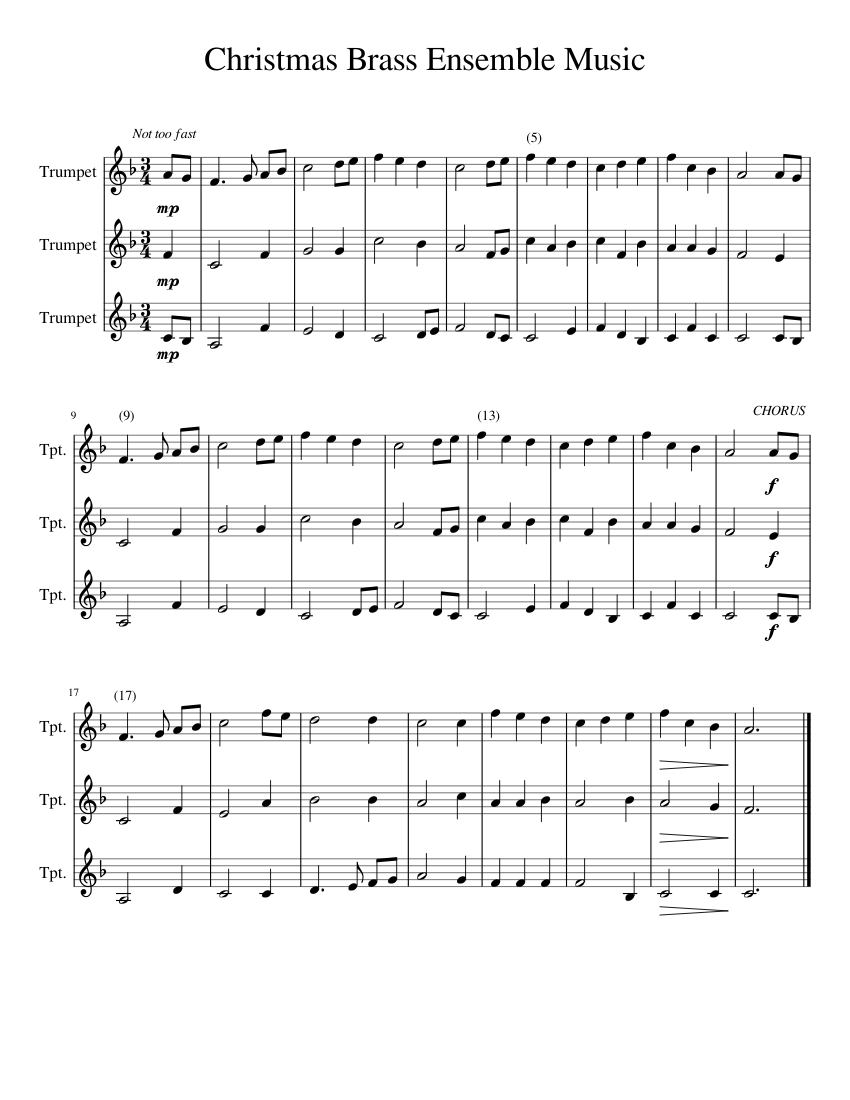 Christmas Brass Ensemble Music (WIP) Sheet music for Trumpet other ...