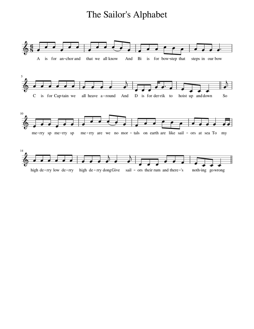 The Sailor's Alphabet Sheet Music for Piano (Solo) easy | MuseScore.com