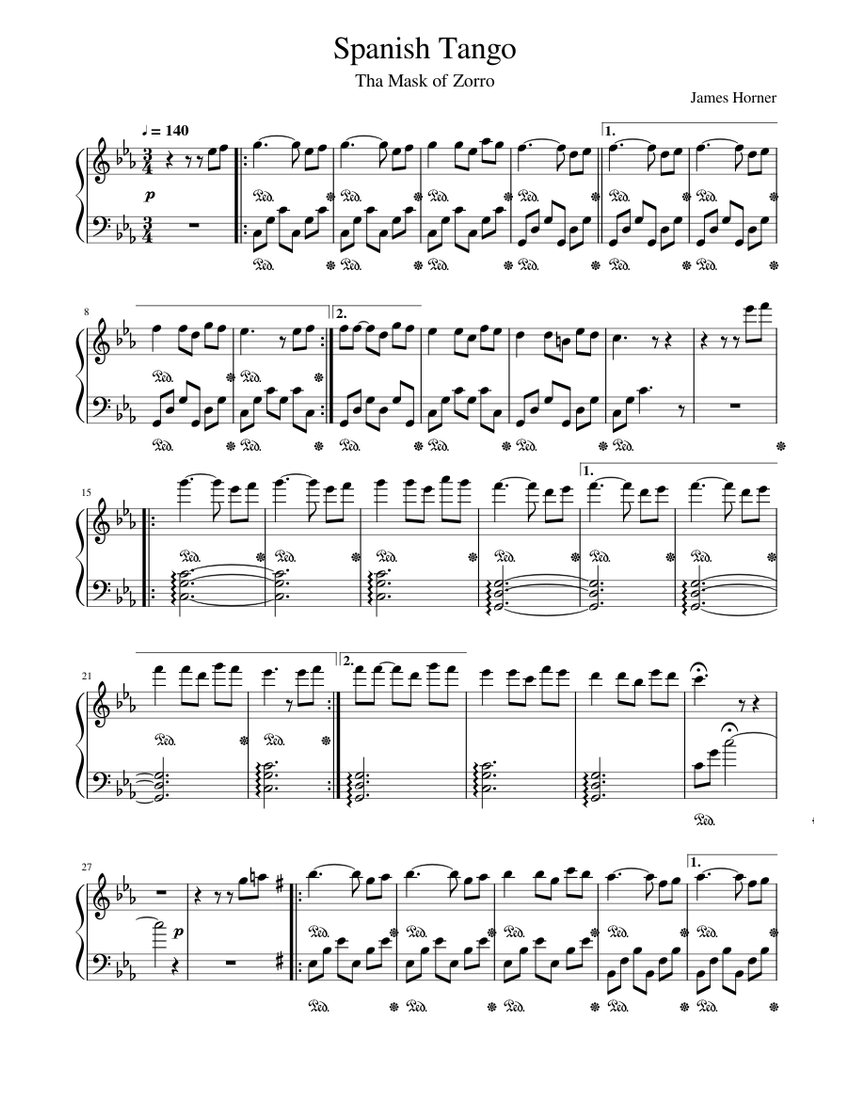 Spanish Tango Sheet Music for Piano (Solo) easy | MuseScore.com