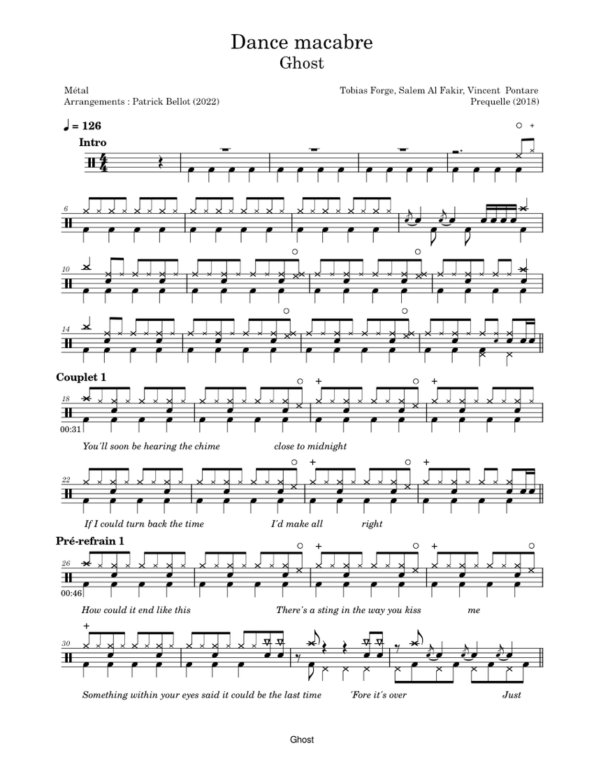 Dance macabre – Ghost Sheet music for Drum group (Percussion Ensemble ...