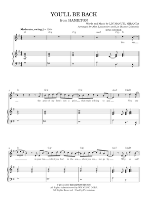 Play Official version of You'll Be Back (from Hamilton) Sheet Music by ...