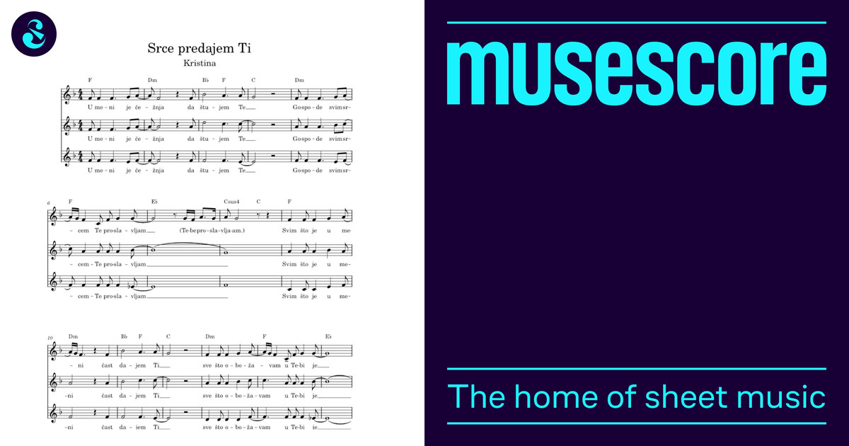 Srce predajem Ti Sheet Music for Synthesizer (Mixed Trio) | MuseScore.com