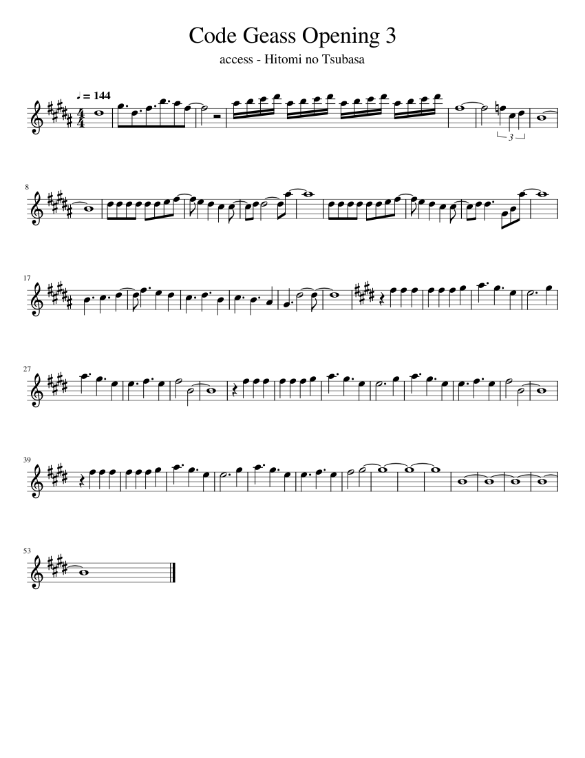 Code Geass Opening 3 Sheet music for Flute (Solo) | Musescore.com