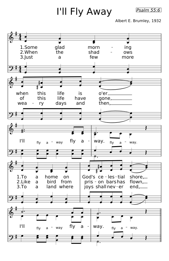 I'll Fly Away – Hymn Sheet Music for Piano (SATB) Easy | MuseScore.com