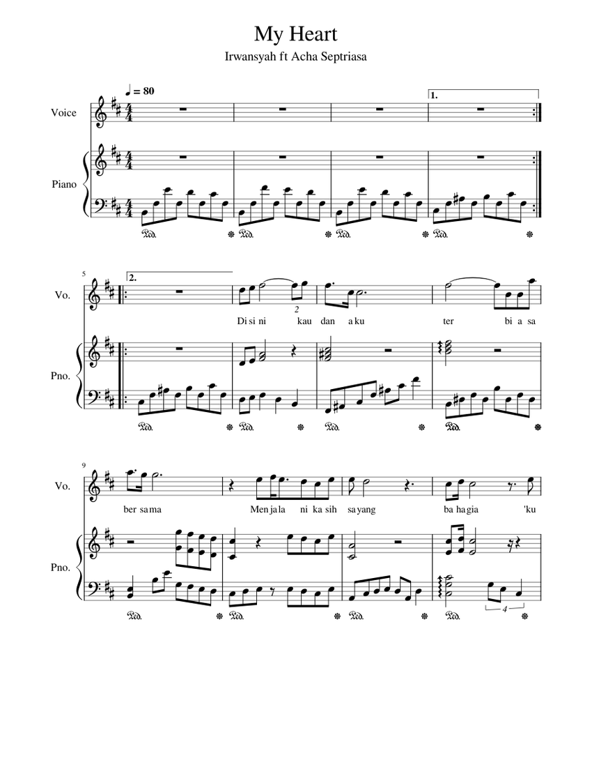 Irwansyah & Acha Septriasa - My Heart Sheet music for Piano, Vocals ...