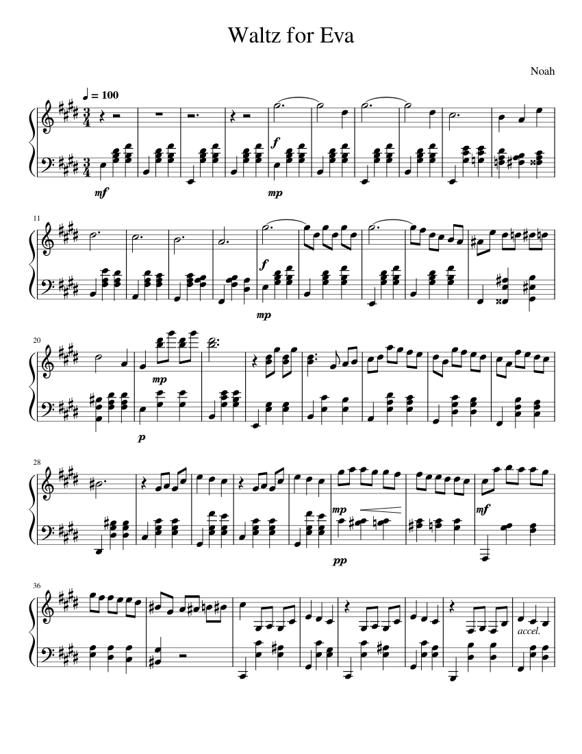 Waltz for Eva Sheet music for Piano (Solo) | Musescore.com