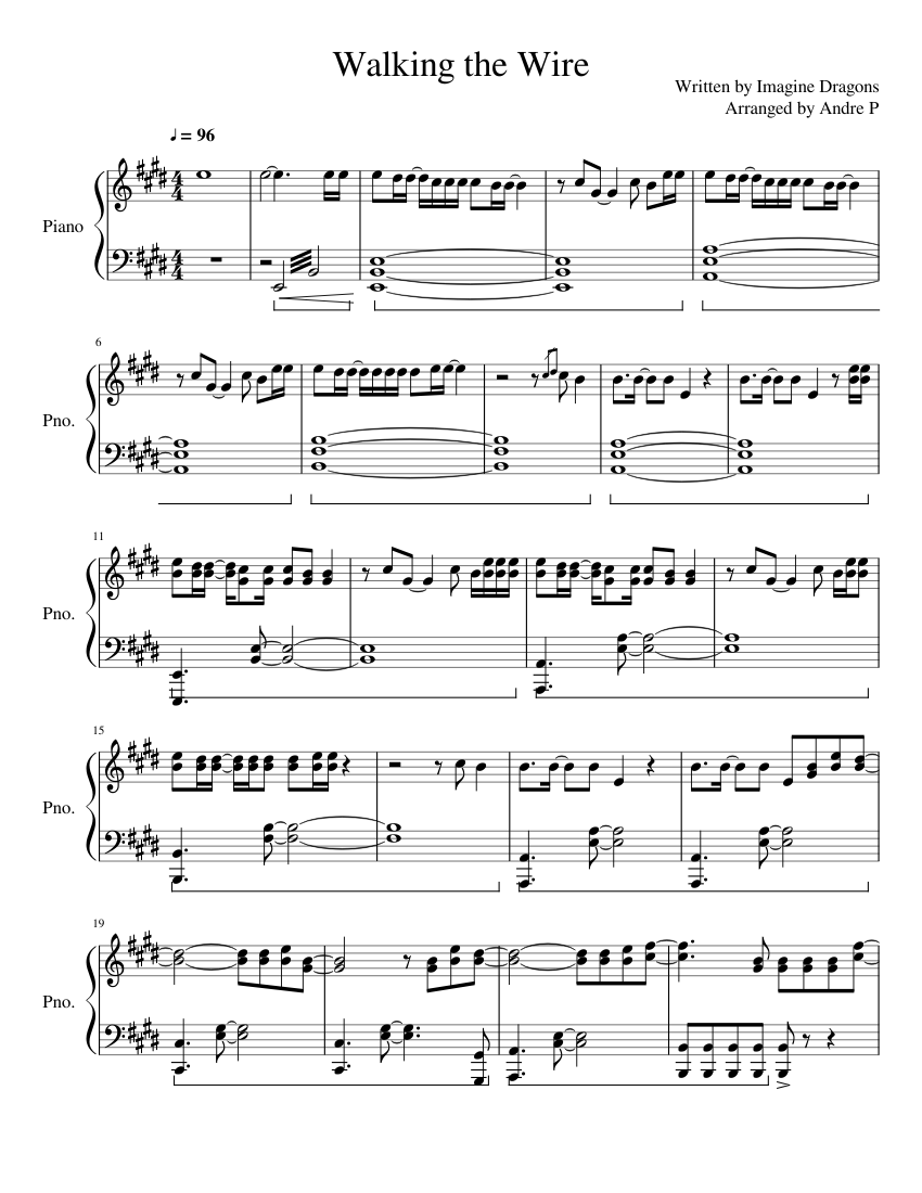 Walking the wire - Imagine Dragons Sheet Music for Piano (Solo ...