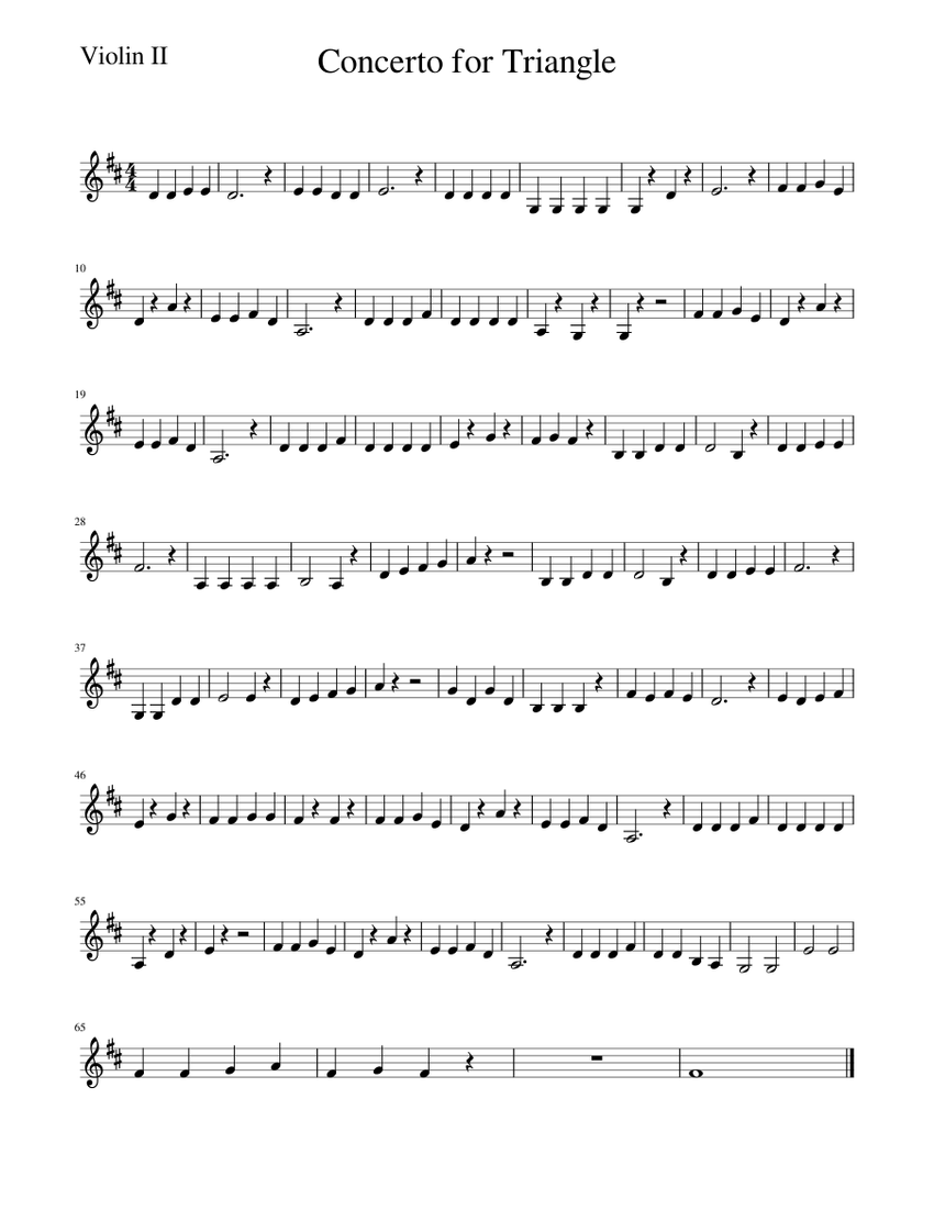 Concerto for Triangle Violin II Sheet music for Violin (Solo ...