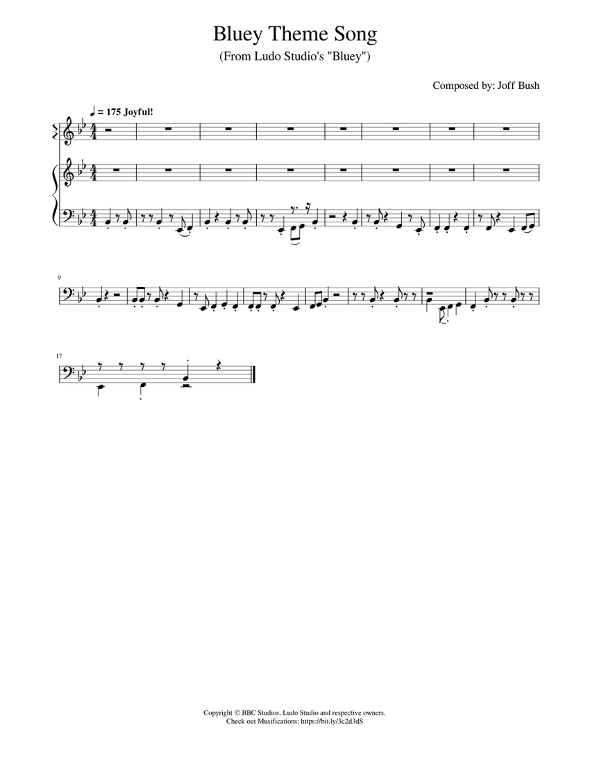 "Bluey" Theme Song (From ABC Kids' "Bluey") – Joff Bush "Bluey" Bass ...