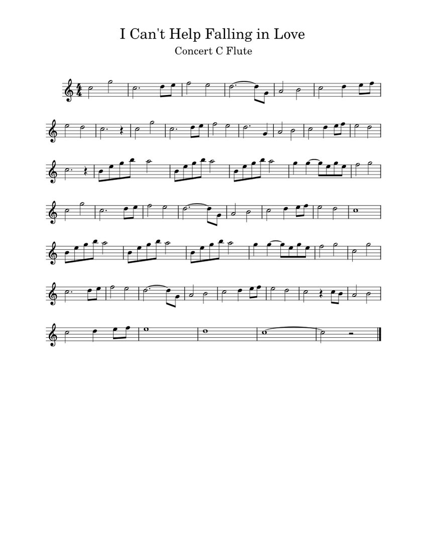 I Can't Help Falling in Love Sheet music for Flute (Solo) | Musescore.com