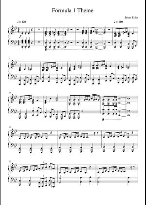 Play Official version of Formula 1 Theme Sheet Music by Brian Tyler for ...