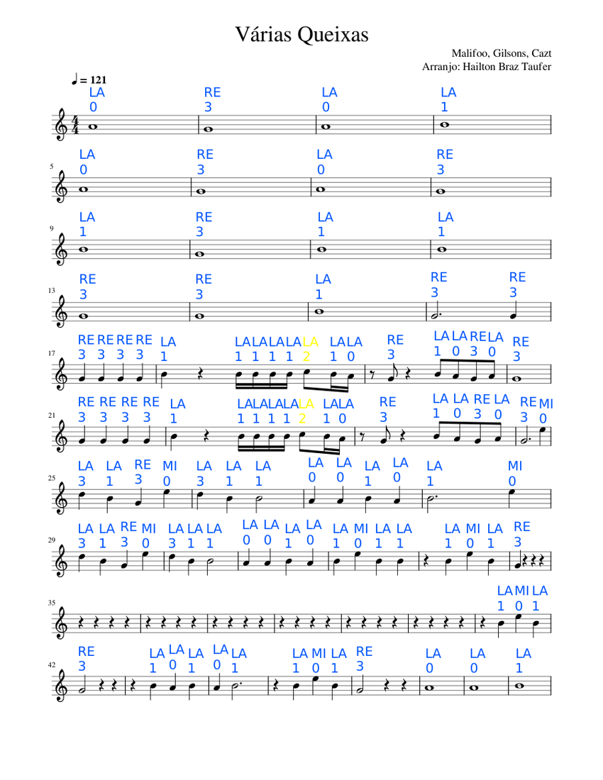 Várias Queixas (Acompanhamento Simplificado) Sheet music for Violin ...