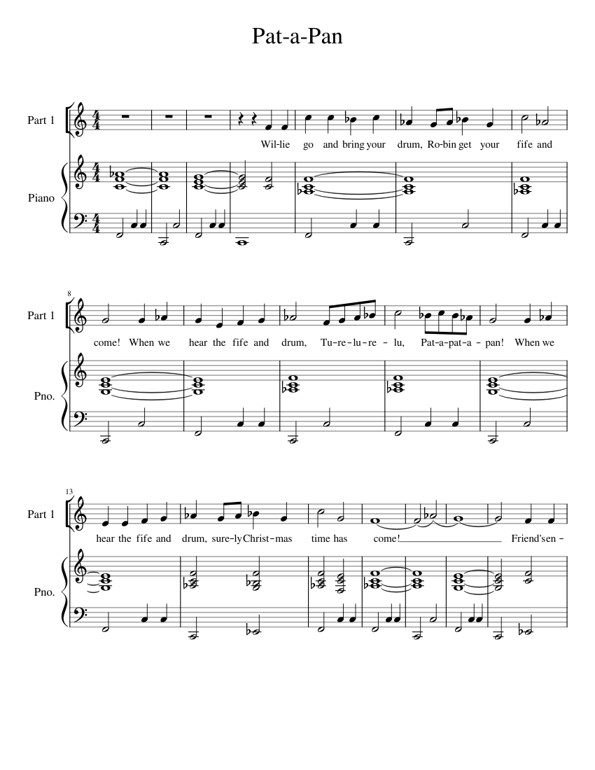 Pat-a-Pan Sheet music for Piano (Piano Duo) | Musescore.com