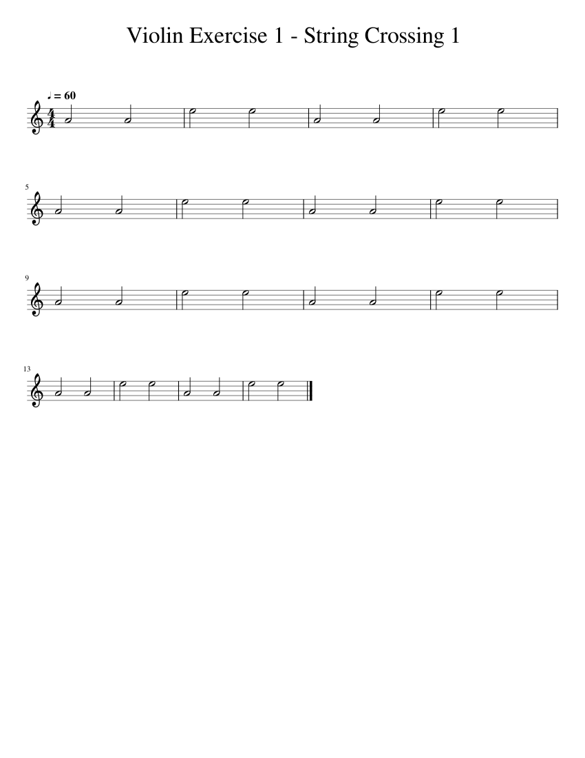 Violin Exercise 1 - String Crossing 1 Sheet music for Violin (Solo ...