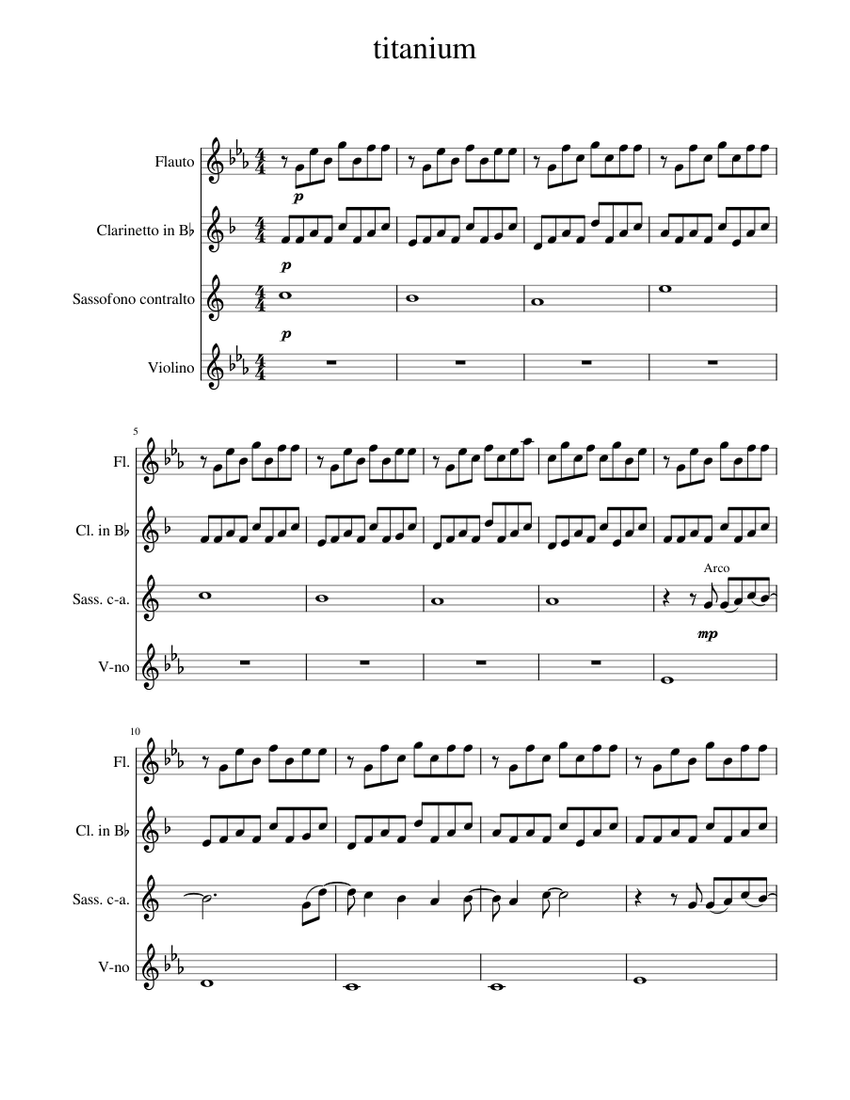 titanium Sheet music for Flute, Clarinet in b-flat, Saxophone alto ...