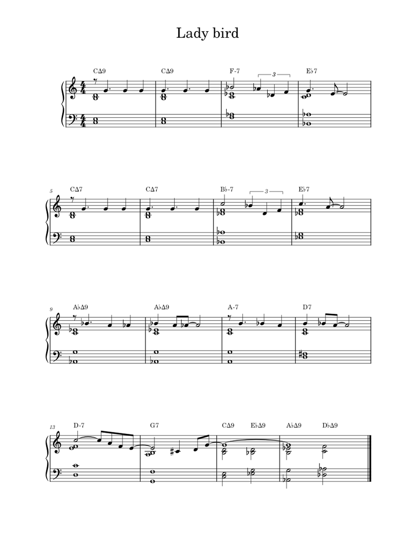 Lady Bird – Tadd Dameron Sheet music for Piano (Solo) | Musescore.com