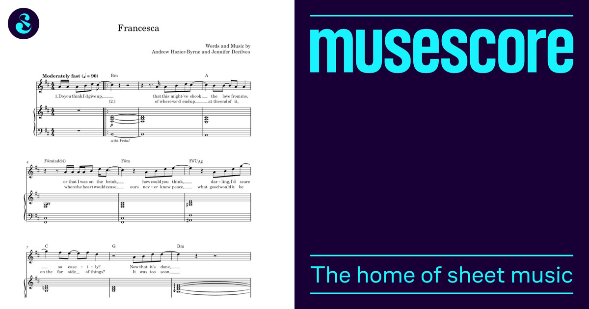 Francesca - Andrew Hozier-Byrne Sheet Music with Chords for Piano ...