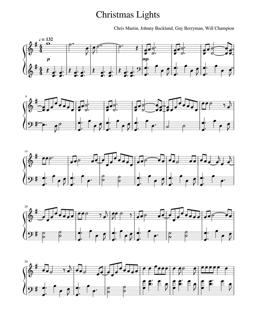 Christmas Lights Sheet Music for Piano (Solo) | MuseScore.com