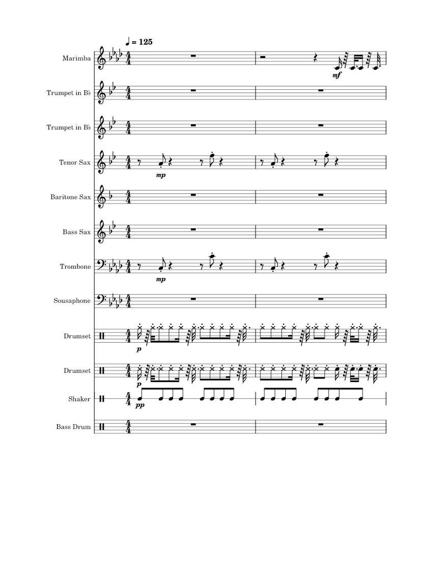 Slow Loris – MEUTE Sheet music for Trombone, Saxophone tenor, Saxophone baritone, Trumpet in b ...