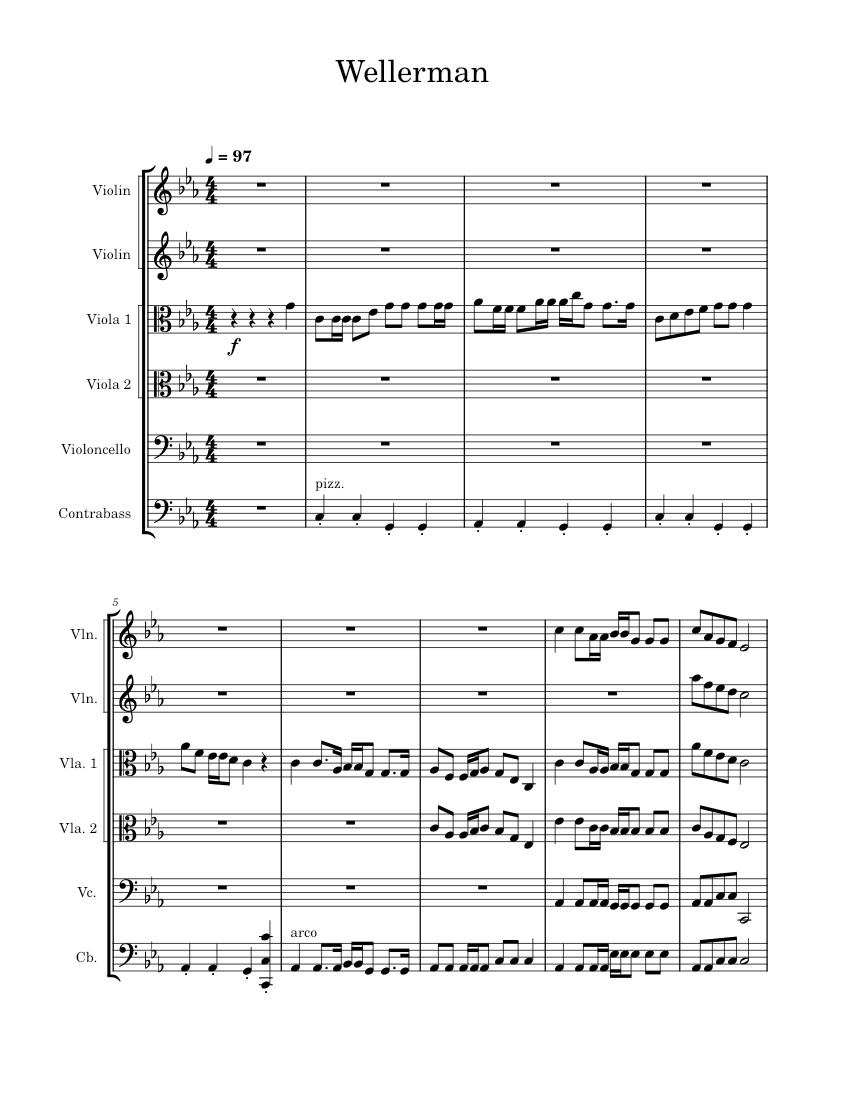 The Wellerman Sheet music for Contrabass, Violin, Viola, Cello (String ...