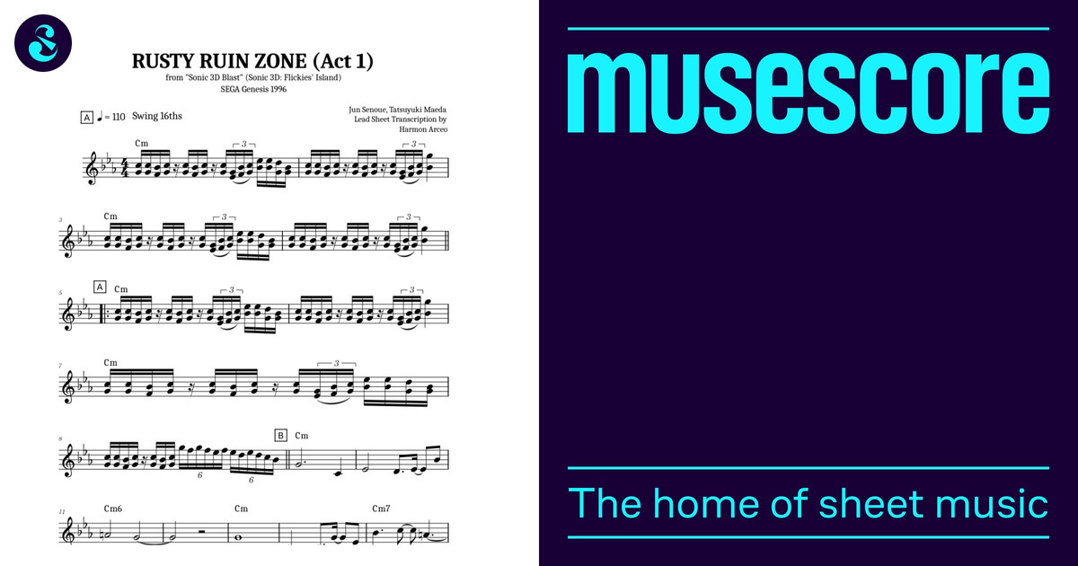 Rusty Ruin Zone Act 1 (Lead Sheet) from Sonic 3D Blast Sheet music for ...
