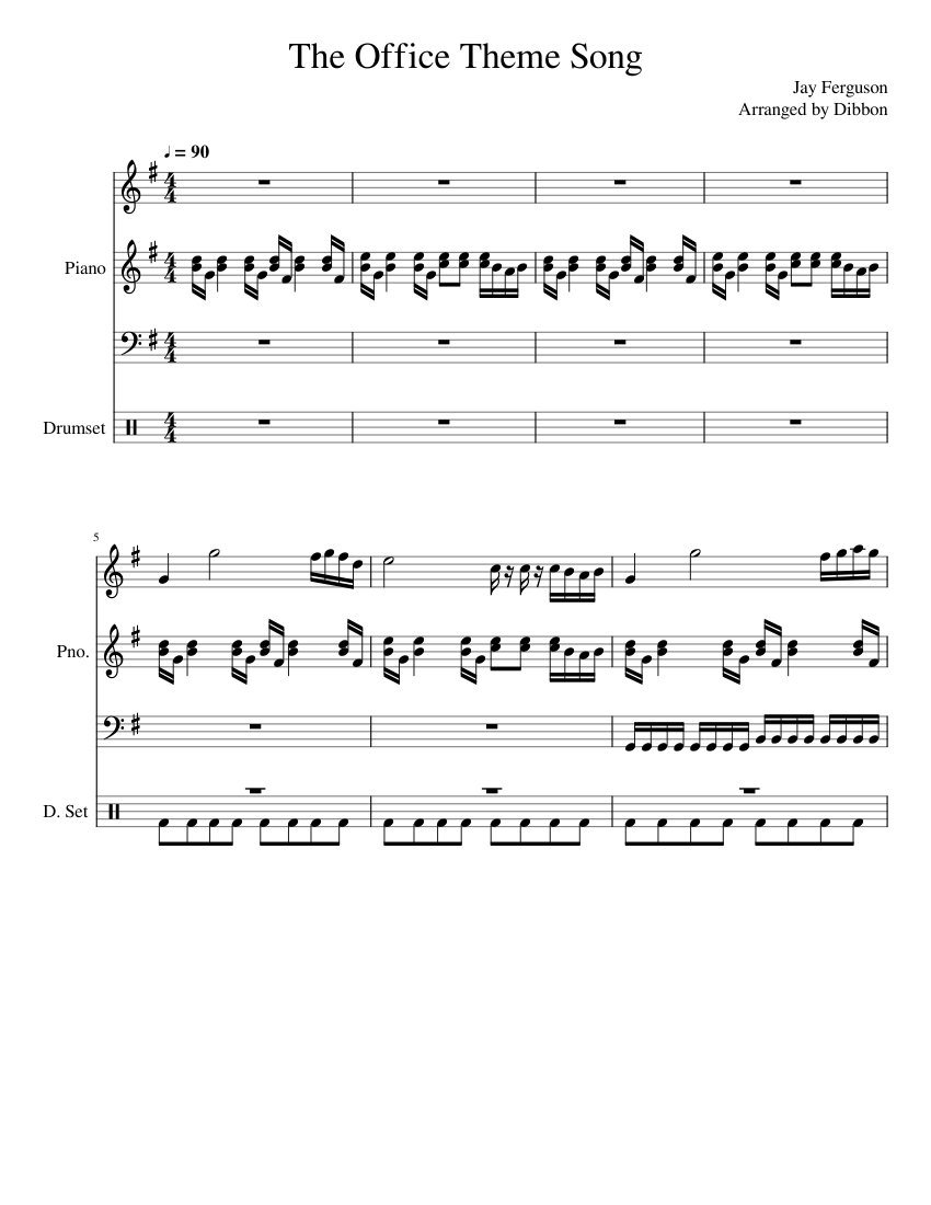 The Office Theme Song Sheet music for Piano, Drum group (Solo ...