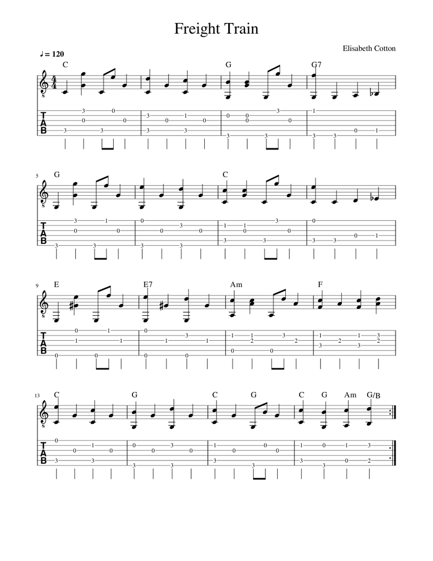 Freight Train Sheet music for Guitar (Solo) | Musescore.com