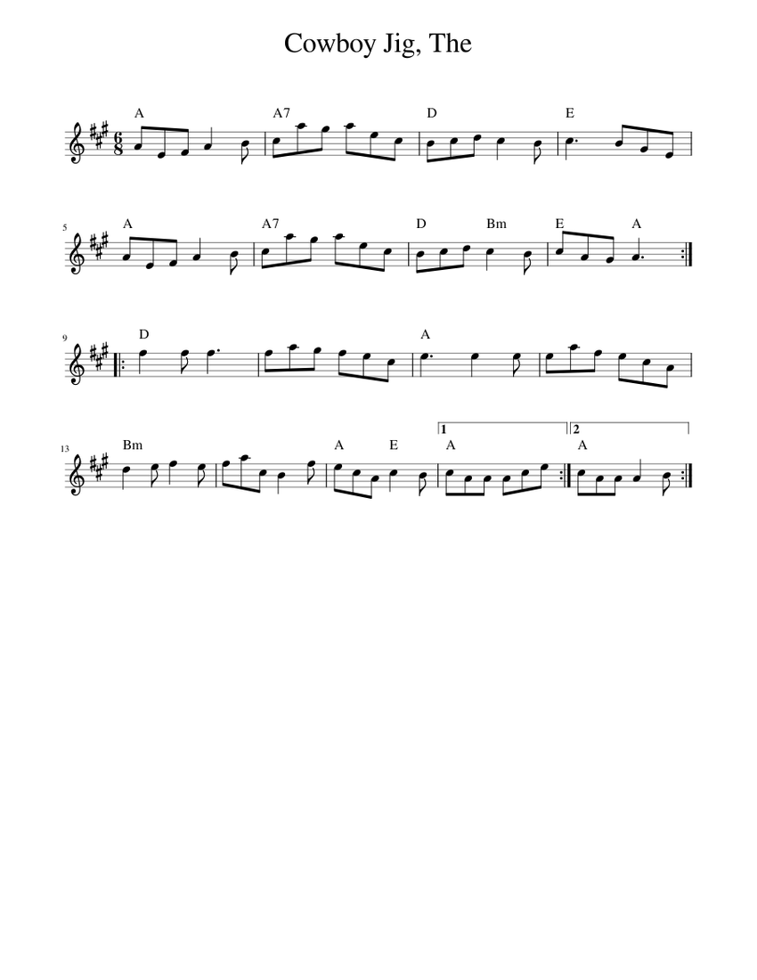 The Cowboy Jig Sheet Music for Piano (Solo) Easy | MuseScore.com