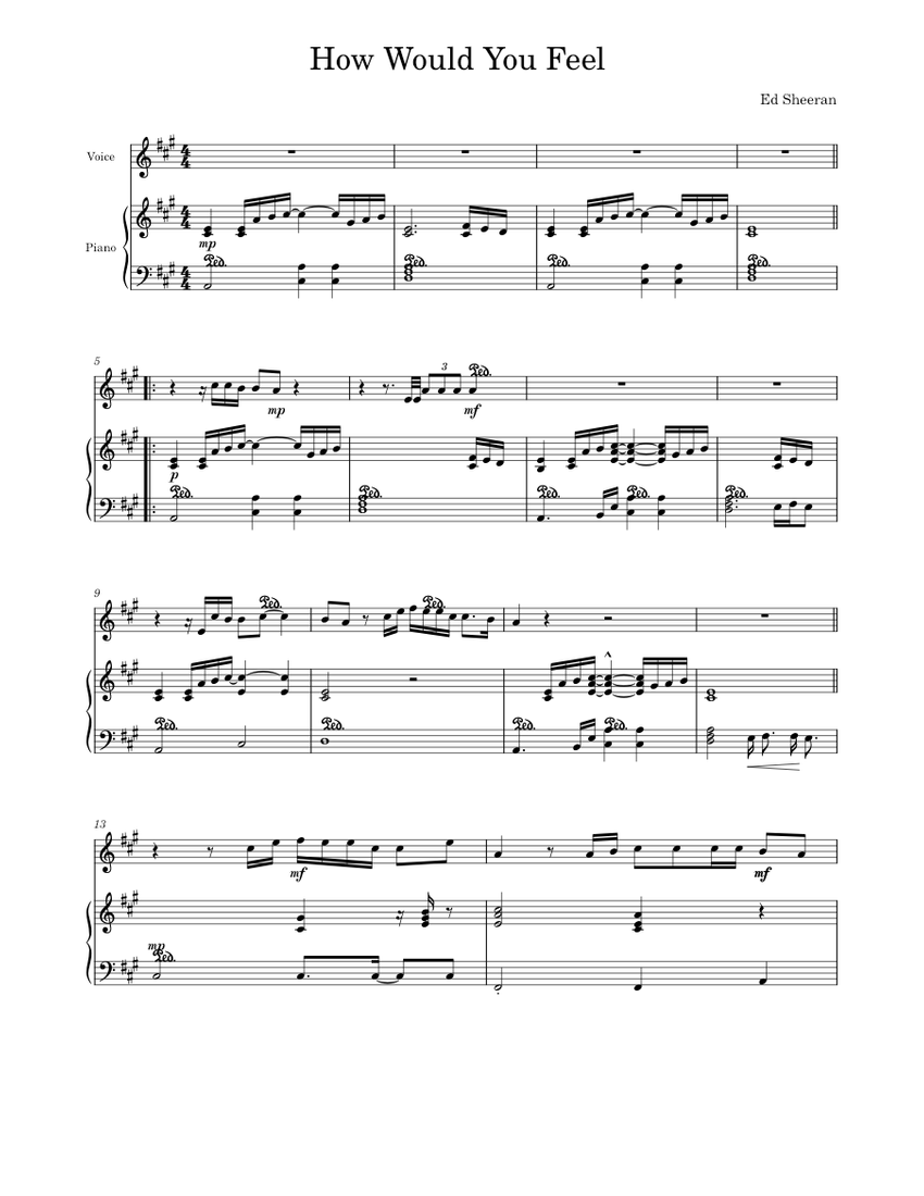 How Would You Feel – Ed Sheeran Sheet Music for Piano, Vocals (Piano ...