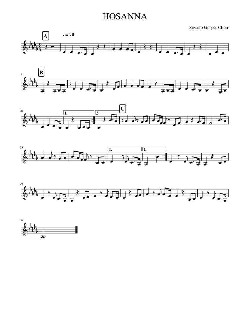 HOSANNA Sheet music for Flute (Solo) | Musescore.com
