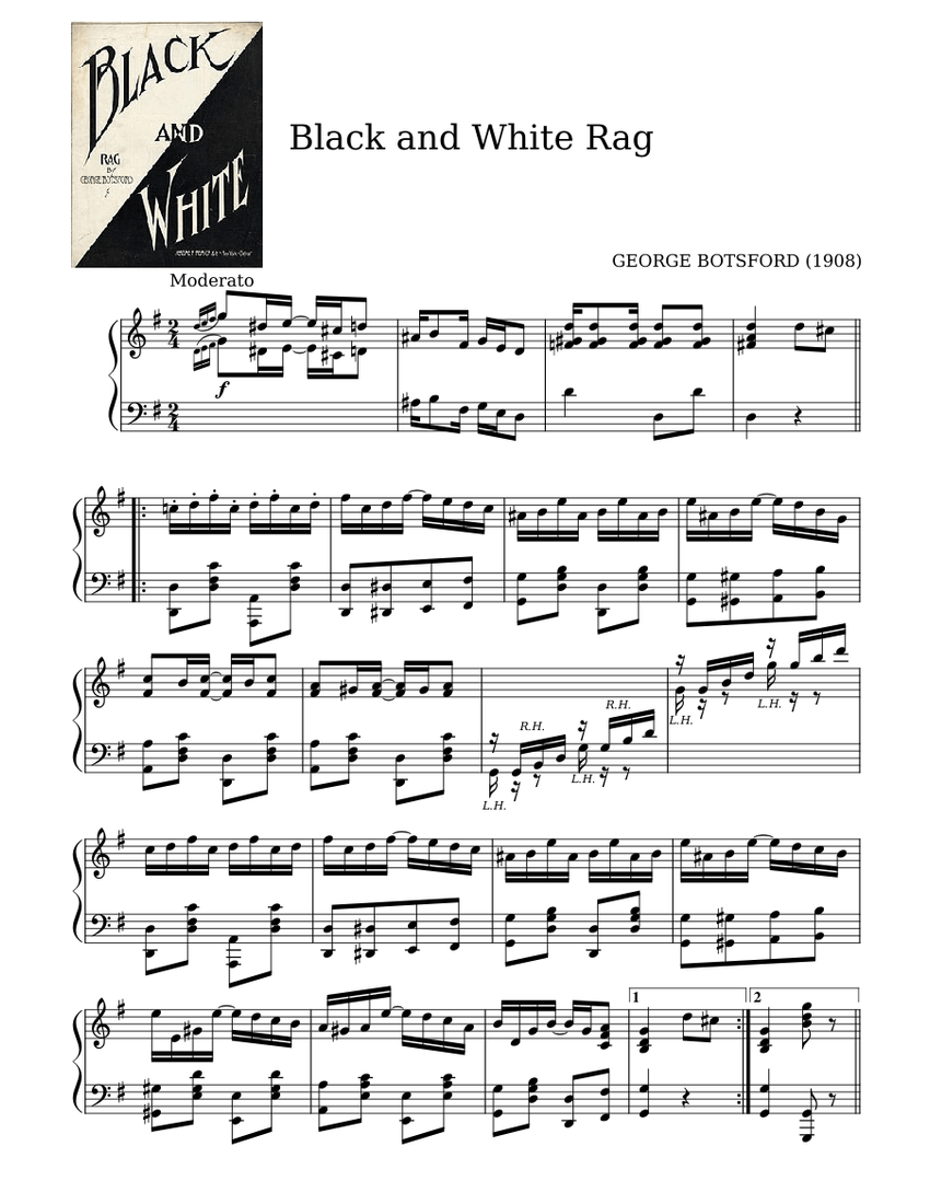 Black and White Rag by George Botsford (1908) Sheet Music for Piano ...