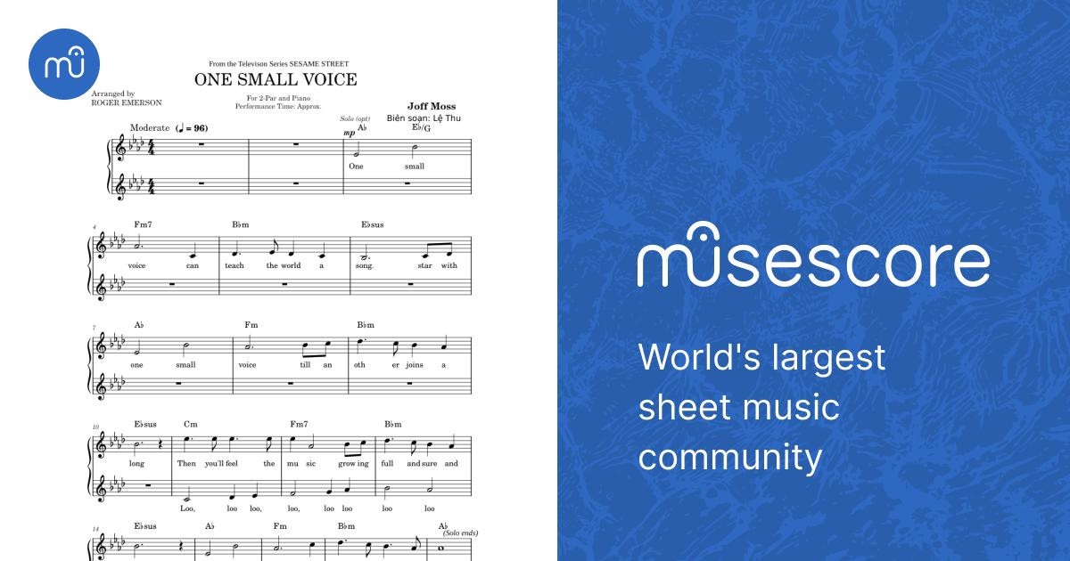 ONE SMALL VOICE Sheet Music for Piano (Show Choir) Easy | MuseScore.com