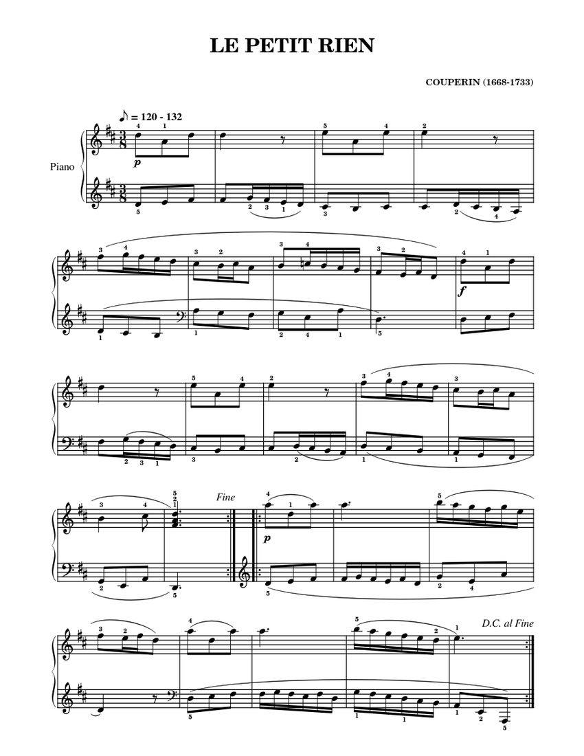 LE PETIT RIEN – François Couperin Sheet Music for Piano (Solo) Easy ...