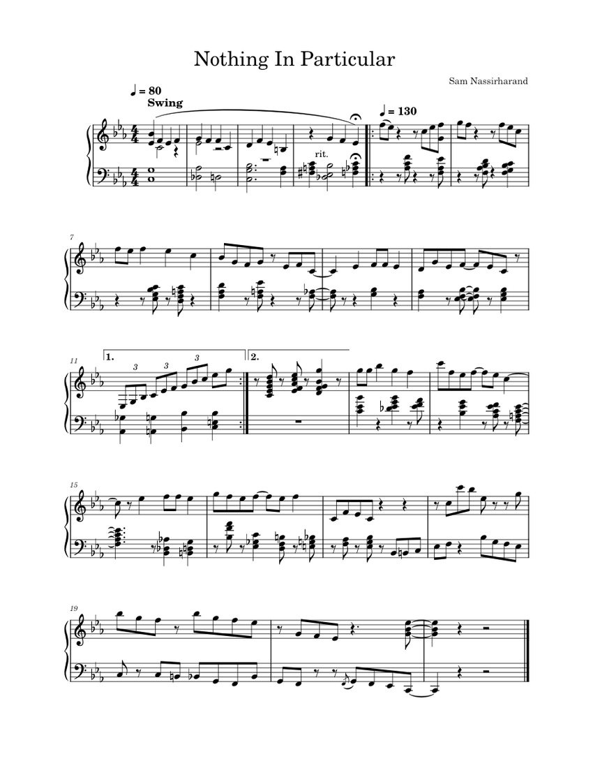 Nothing in Particular Sheet music for Piano (Solo) Easy | Musescore.com