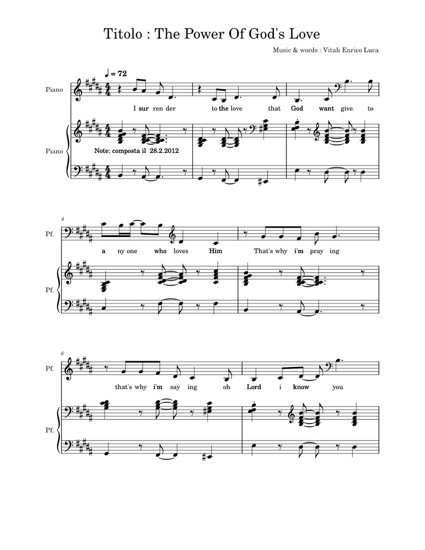The Power Of God's Love Sheet music for Piano (Piano-Voice) | Musescore.com