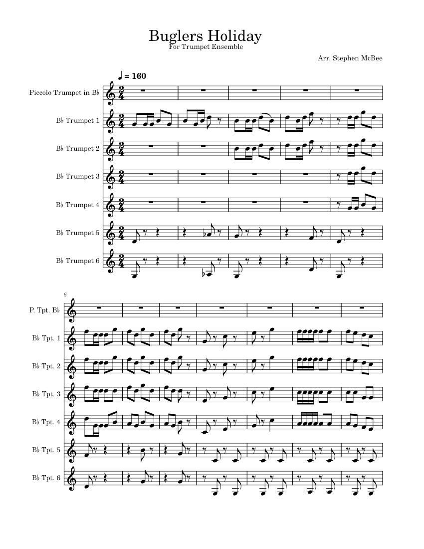 Buglers Holiday – Leroy Anderson Buglers Holiday For Trumpet Ensemble Sheet Music for Trumpet ...