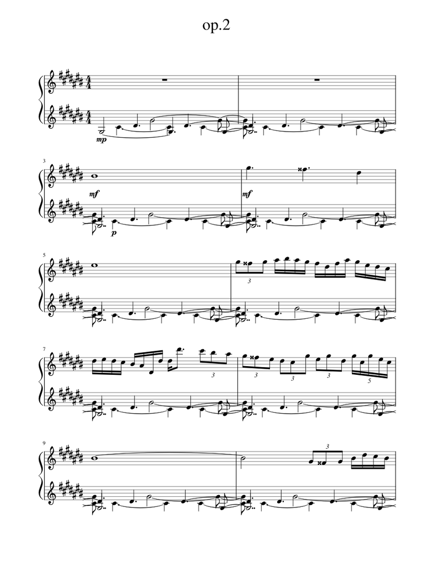 op.2 Sheet music for Piano (Solo) Easy | Musescore.com