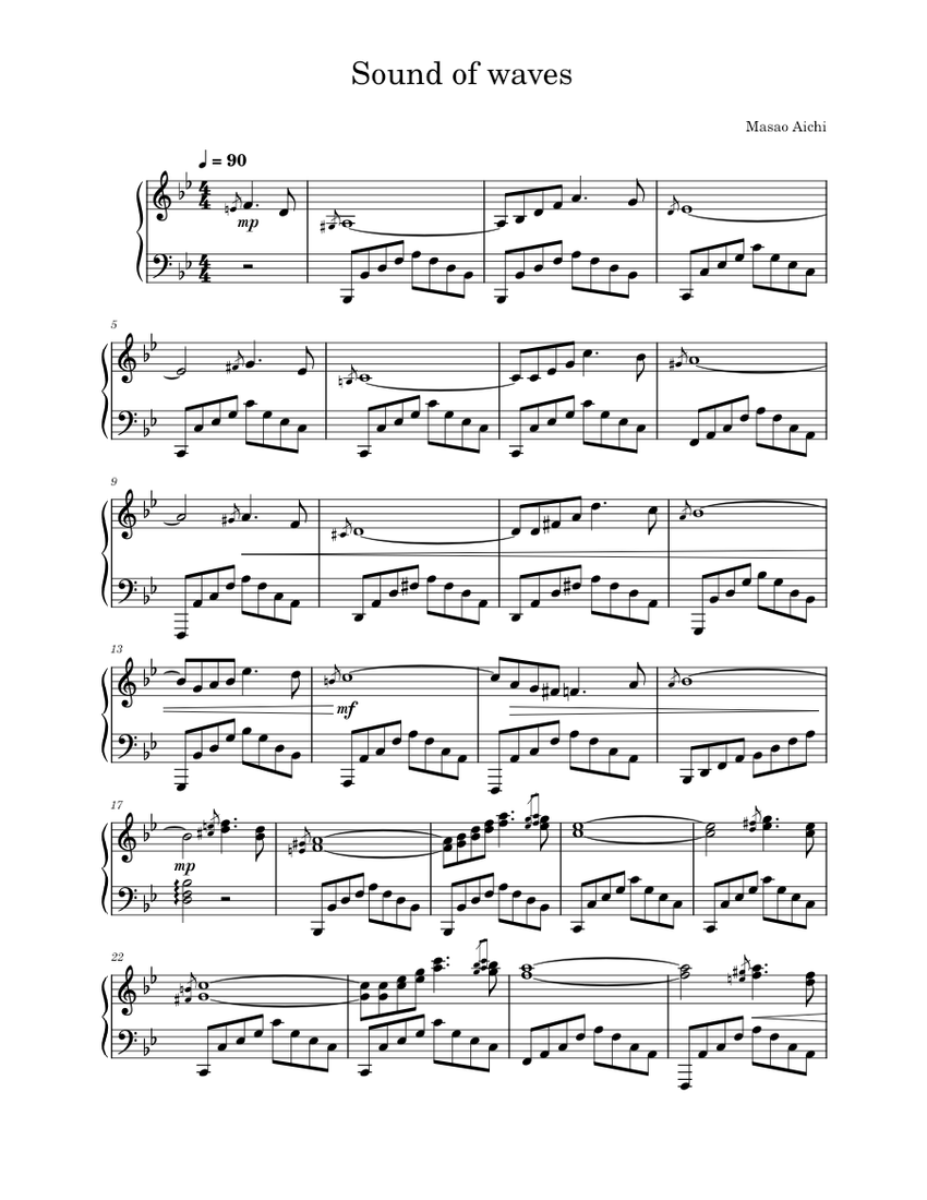 Sound of waves Sheet Music for Piano (Solo) | MuseScore.com