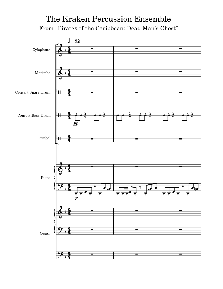 The Kraken – Hans Zimmer ("Percussion" Ensemble) Sheet music for Piano ...