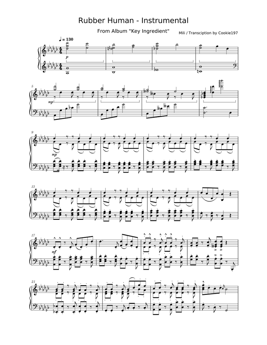 Rubber Human Instrumental (Key Ingredient Ver.) Ear Transcription ...