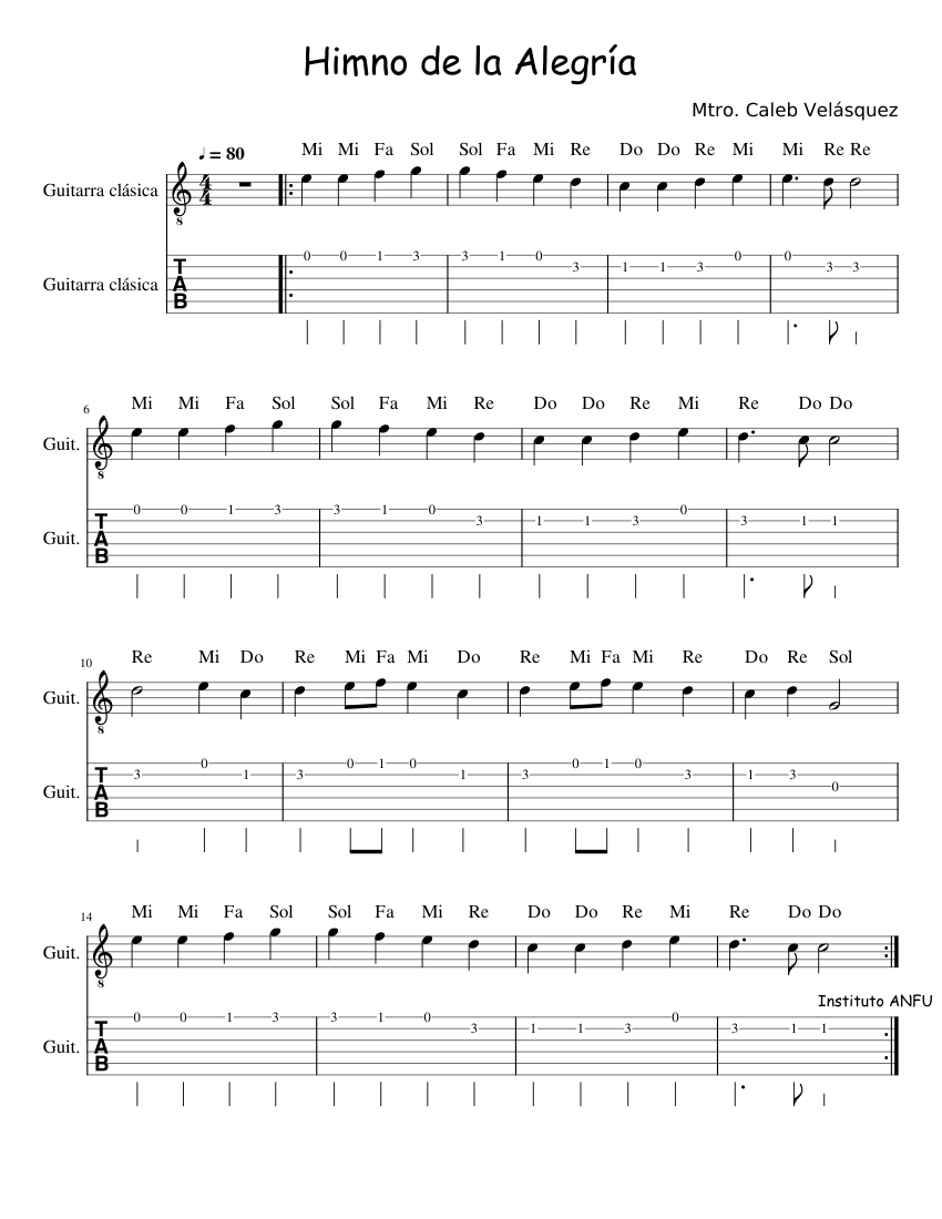 Himno de la Alegría Sheet music for Guitar (Solo) | Musescore.com