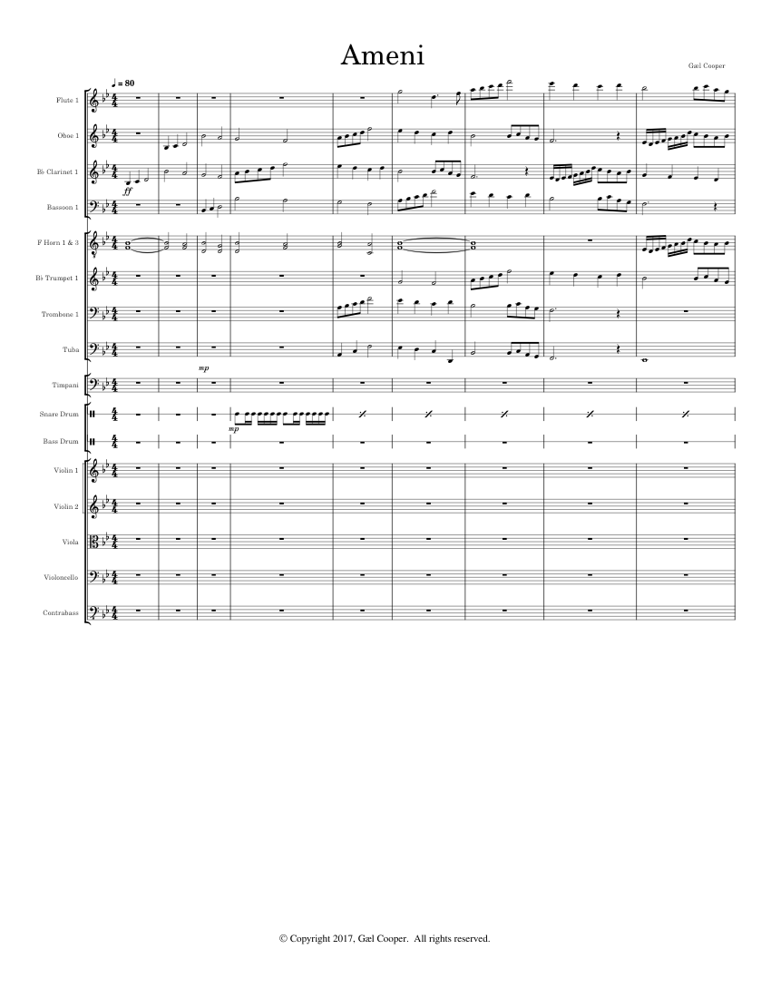 Ameni -GLCooper Sheet music for Trombone, Tuba, Flute, Oboe & more instruments (Symphony ...