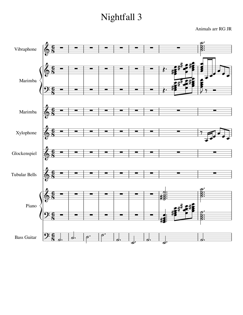 House of the Rising Sun (WIP) Percussion Ensemble Sheet music for Piano ...