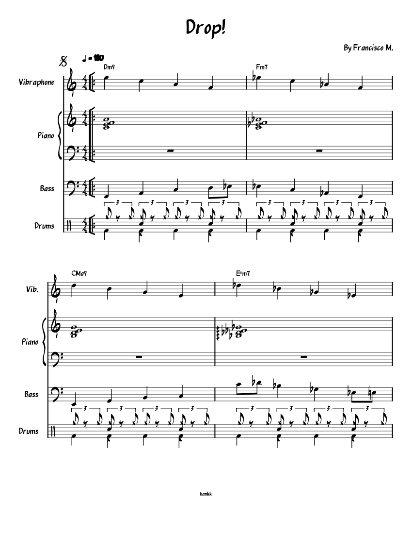 Drop! Sheet music for Piano, Vibraphone, Bass guitar, Drum group (Jazz ...